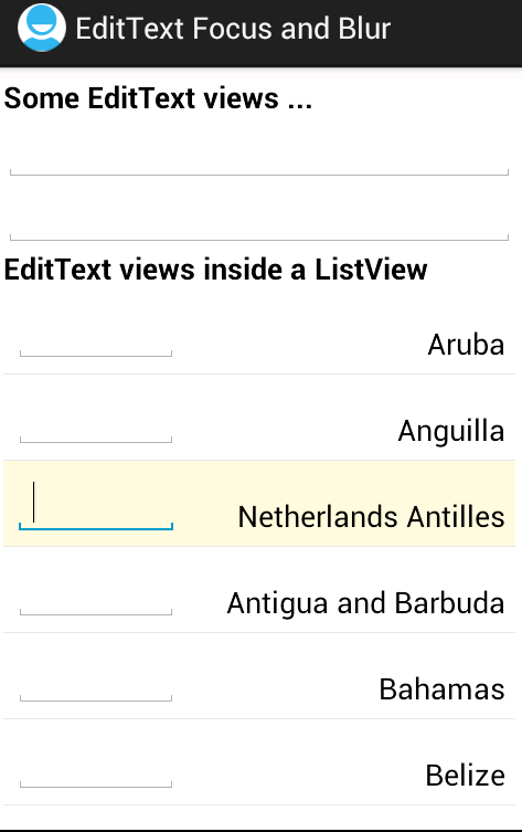 Programmers Sample Guide Android Edittext Onfocus And Onblur Example