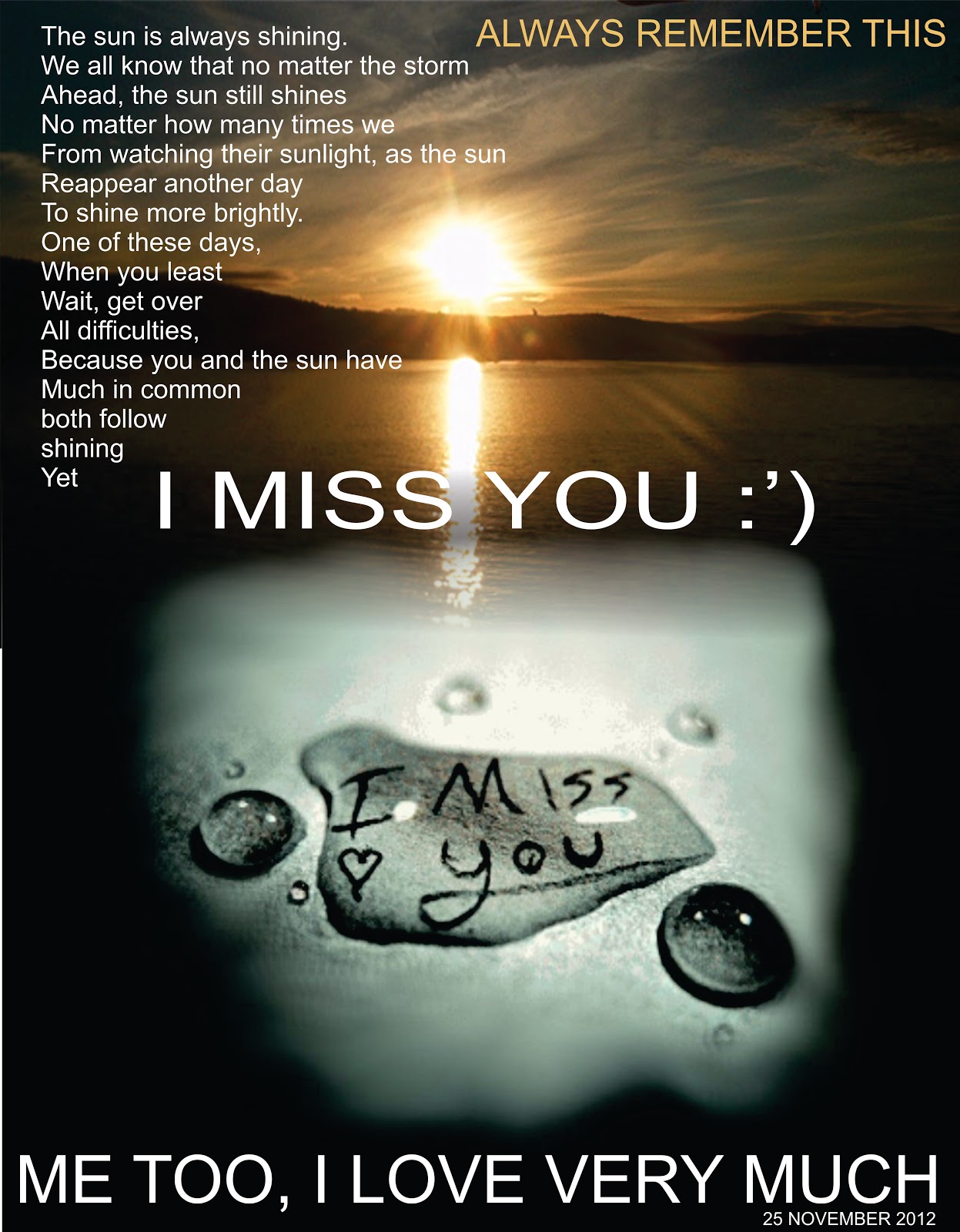 Mecanica y Publicidad: I MISS YOU :'), ME TOO, I LOVE VERY MUCH, ALWAYS ...