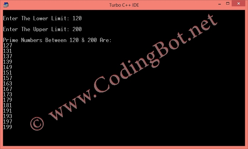 Generate Prime Numbers Within a Range Of Numbers C Program - Coding Bot Generate Prime Numbers Within a Range Of Numbers C Program - Coding Bot
