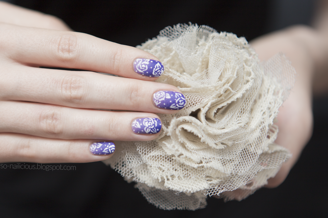 Nailicious.: Fioletowe, kwieciste, matowe