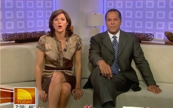 Ladies in Satin Blouses: various tv presenters & hosts wearing satin