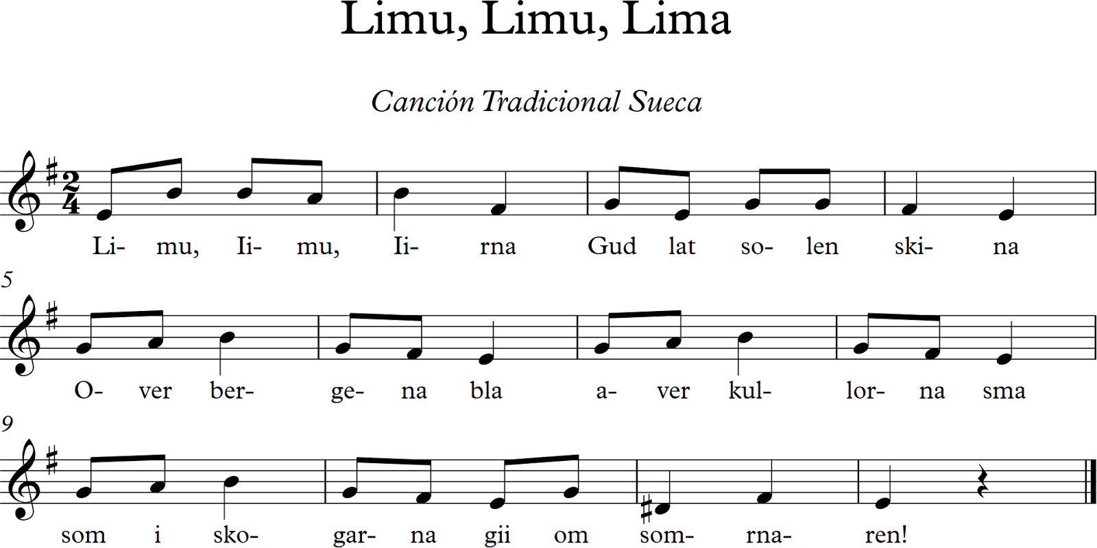 Limu, Limu, Lima. Partitura para flauta dulce - Descubriendo la Música