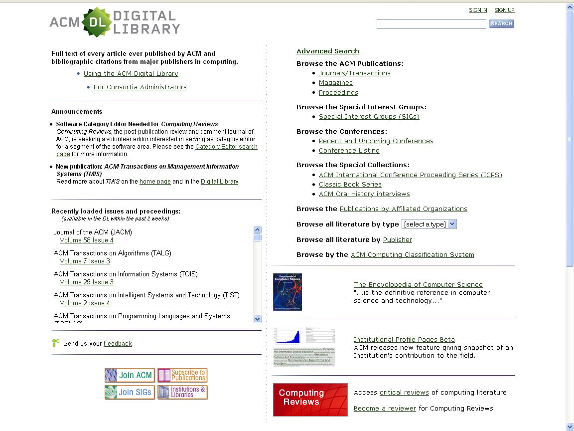 Viva Biblioteca Viva: ACM Digital Library