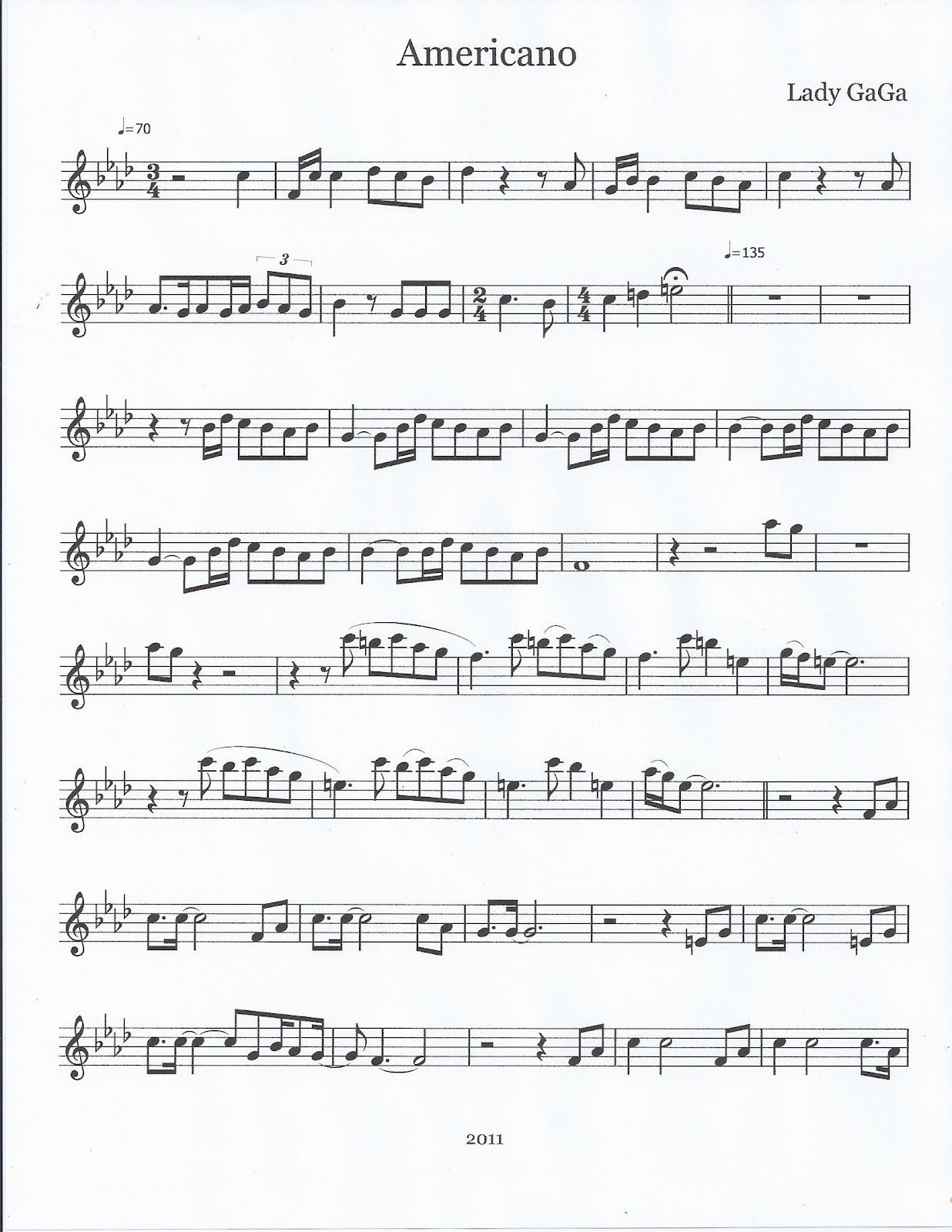 Flute & Tenor Sax Sheet Music :): Americano