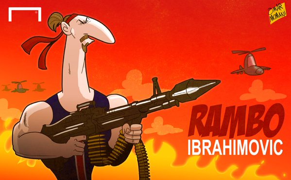 Omar Momani cartoons: Zlatan Ibrahimovic is Rambo