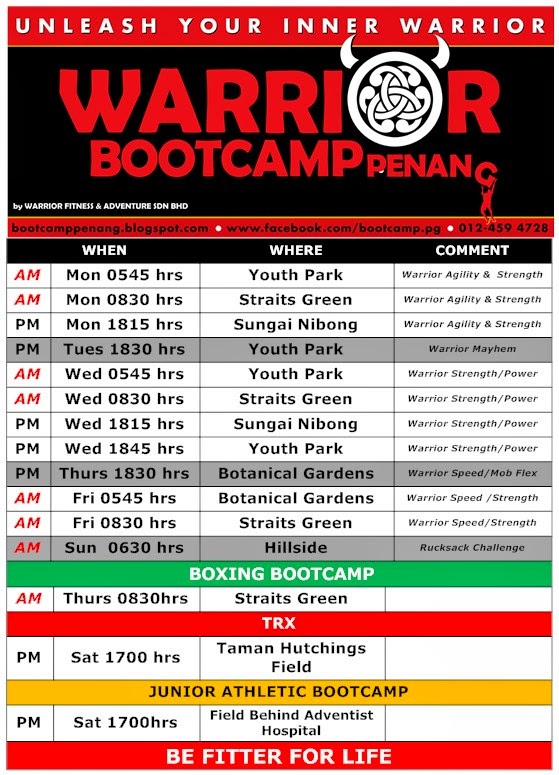 Warrior Bootcamp Penang Malaysia : Schedule 13 - 19th April : REMINDER OPERATION TRANSFORMATION ...