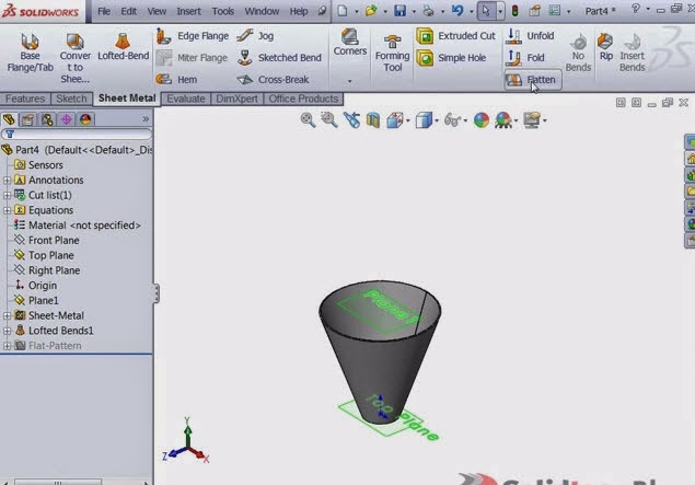 Quick and Easy How to Create a sheetmetal Cone in Solidworks Sheet ...