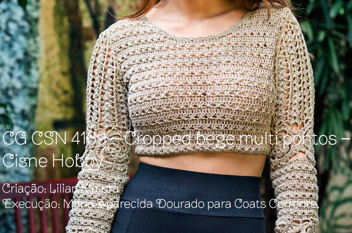 Cropped Manga Longa em Crochê ~ Armarinho São José