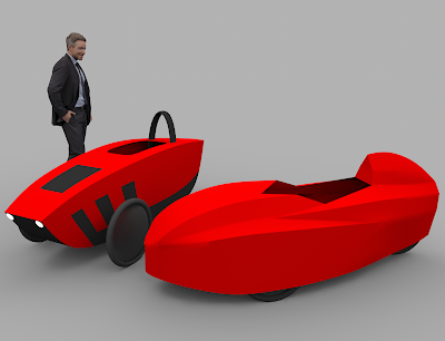 Velocivelo Velomobile: Common chassis open or enclosed wheels