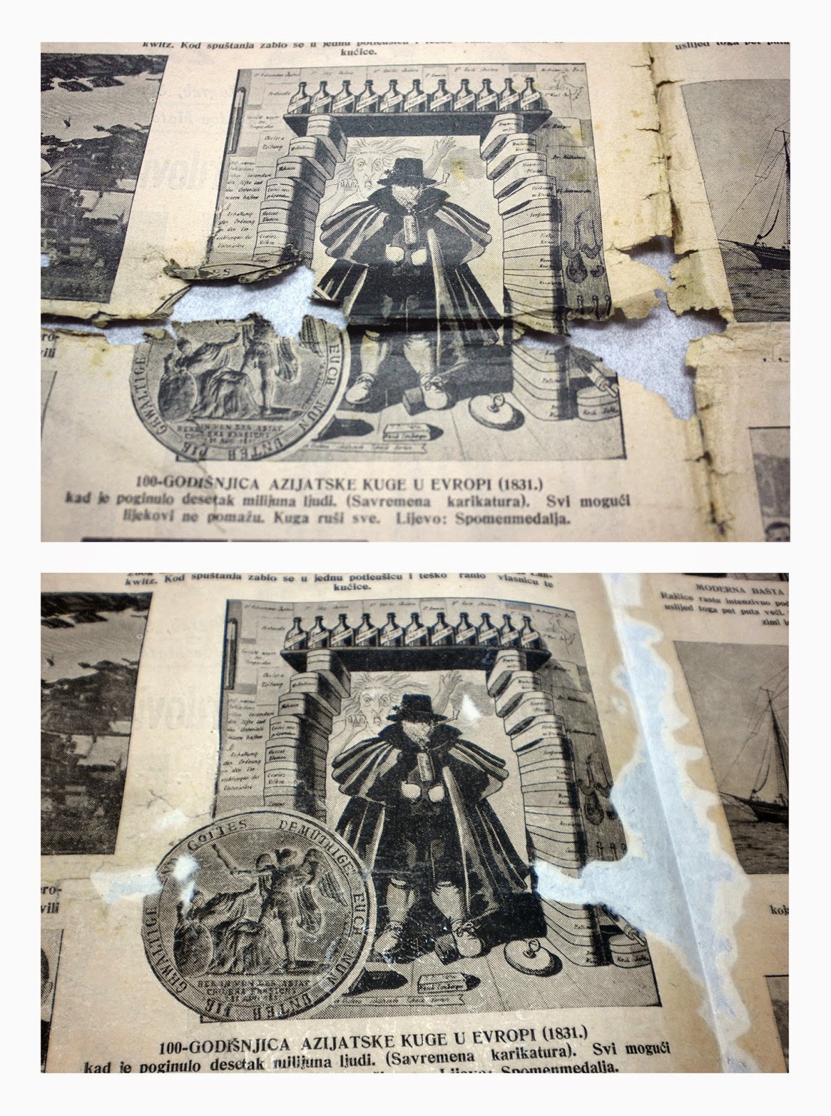 archive conservation & restoration: Restoring an old newspapers Zora