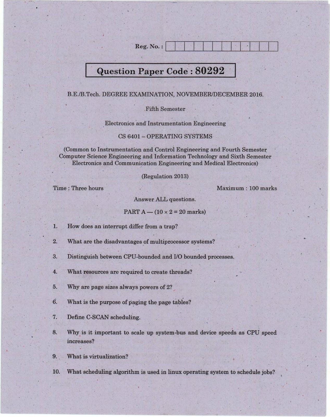 CSE Notes : SEM IV Question Papers 2016