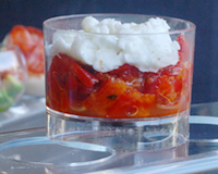 Verrines de poivrons, tomates et mozzarella