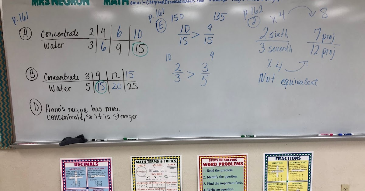 Mrs. Negron 6th Grade Math Class: Lesson 6.3 Using Ratio and Rates To ...