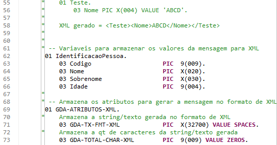 Experiência COBOL: XML Generate