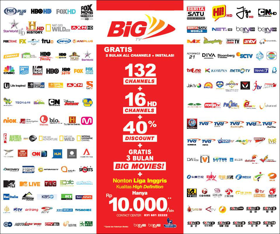 Big TV: Harga berlangganan dimulai dengan paket Rp 89.000 (55 channel ...