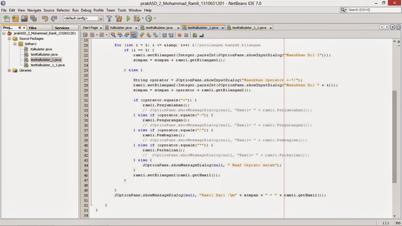 Source Code kalkulator PBO menggunakan inputan user joptionpane dan ...