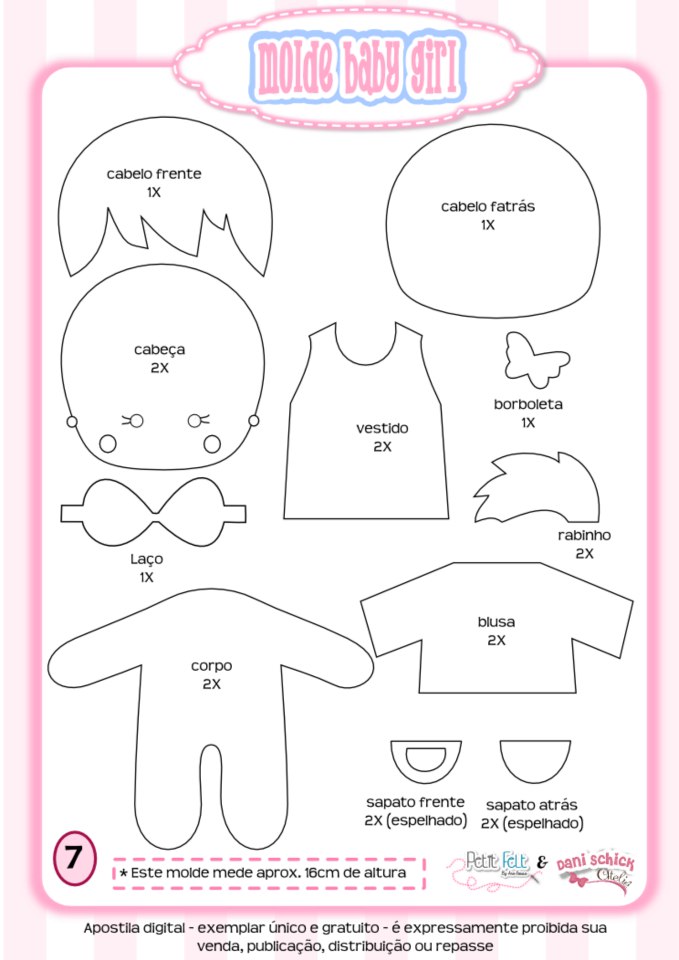 Bonecas para feltro com molde Bonecas para feltro com molde Imprimir ...