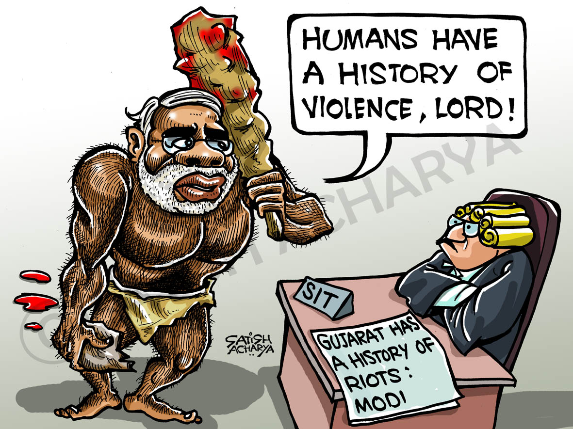 World of an Indian cartoonist!: Modi blames Gujarat's history of riots!