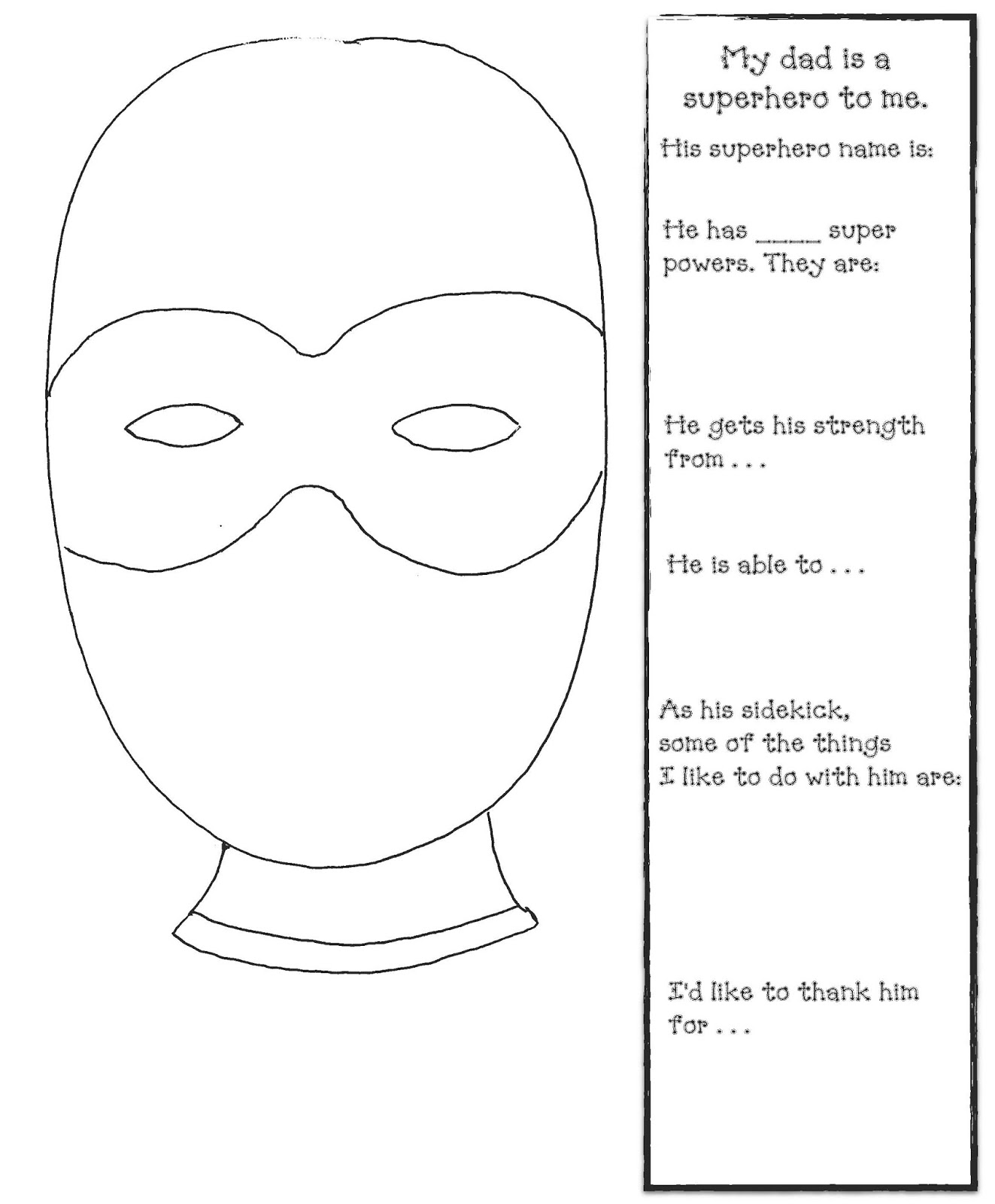 My Dad's a Superhero: Writing Prompt Crafts For Father's Day ...
