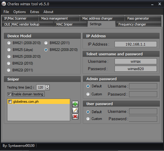 CHERLES WIMAX TOOL v6.5 | Globe WIMAX