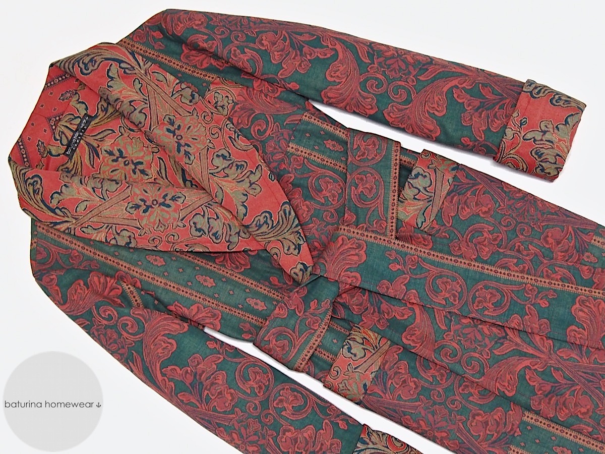 Men's Paisley Silk Dressing Gown in Red, Gold and Black