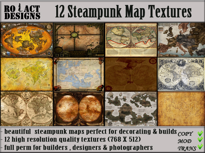 Ro!Act Designs: Ro!Act Designs 12 Steampunk Map Textures