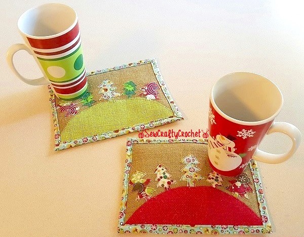 Burlap Christmas Mug Rugs - Sew Crafty Crochet