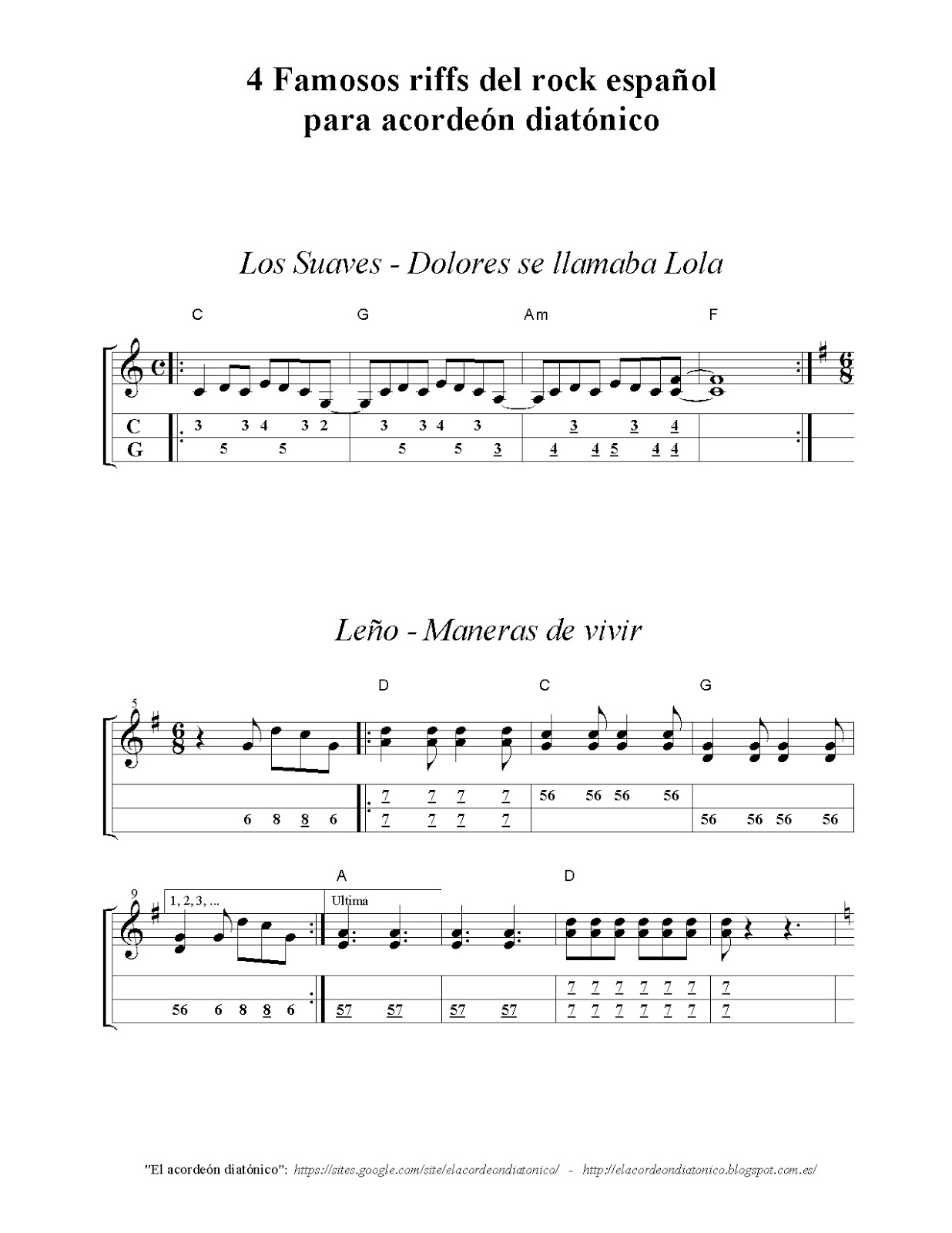 El acordeón diatónico: 4 Famosos riffs del rock español para acordeón ...