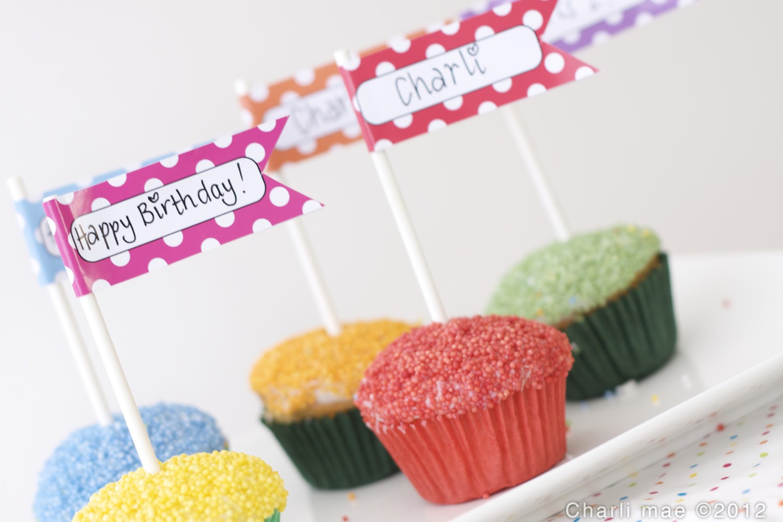 Charli Mae: Rainbow Flag Printable Cupcake Toppers