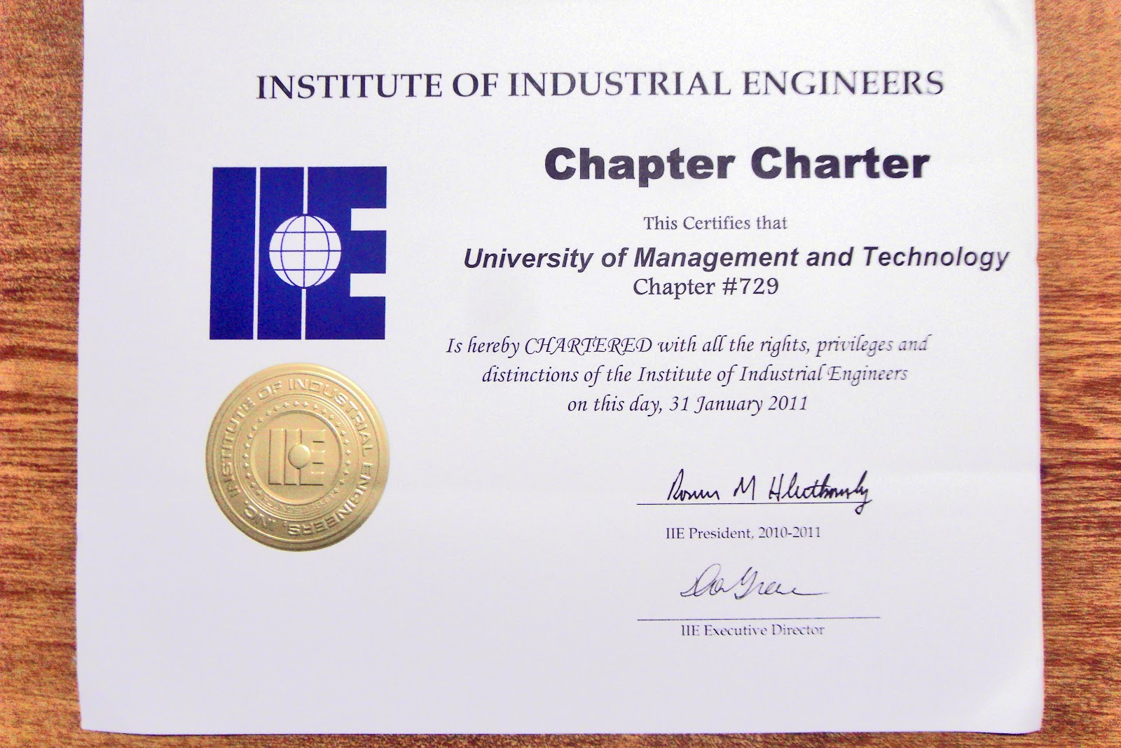 UMT gets student chapter charter from Institute of Industrial Engineers ...
