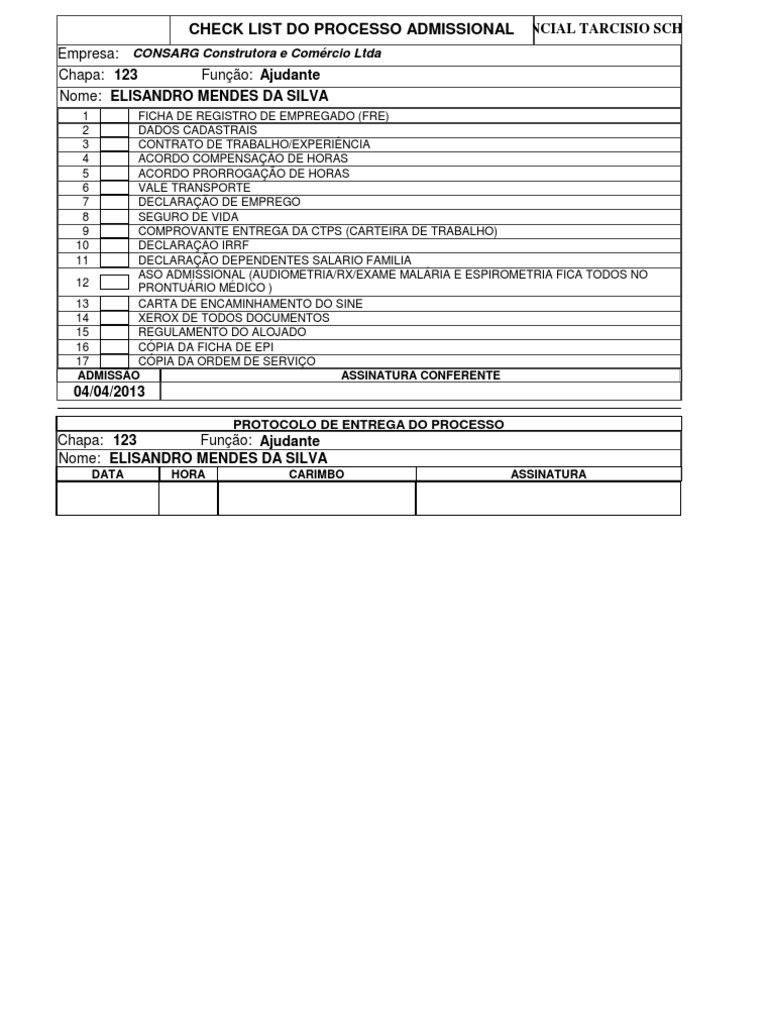 modelo de checklist - wood scribd braxin