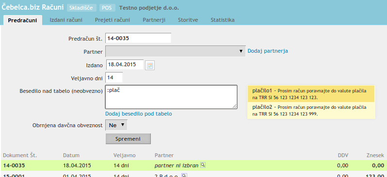 Čebelca BIZ programi