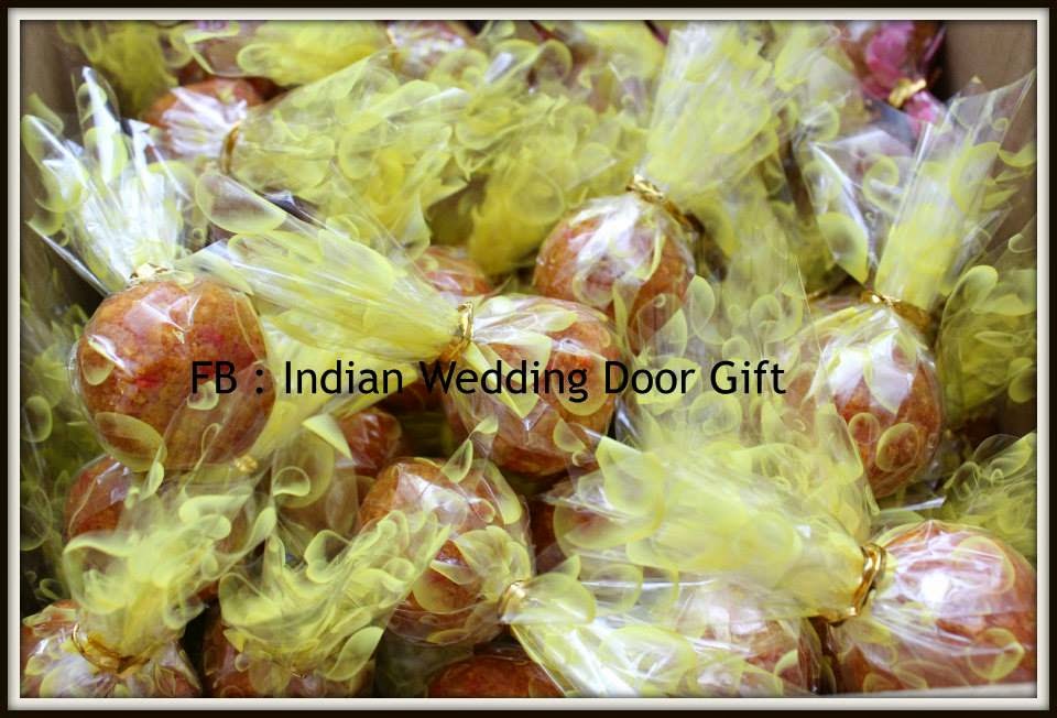 Indian Wedding Door Gift: Customer Oder : 150pcs Laddu Wrapped in ...