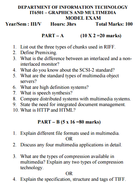 IT6501 – GRAPHICS AND MULTIMEDIA Anna Univ Chennai Oct 2015 Model ...