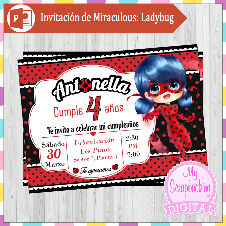 Invitación de Miraculous: Ladybug - Tutorial Power Point