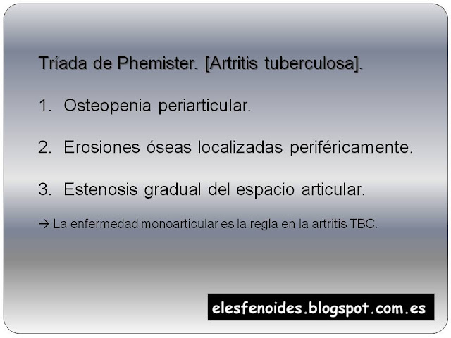El esfenoides: Tríada de Phemister. Artitis tuberculosa.