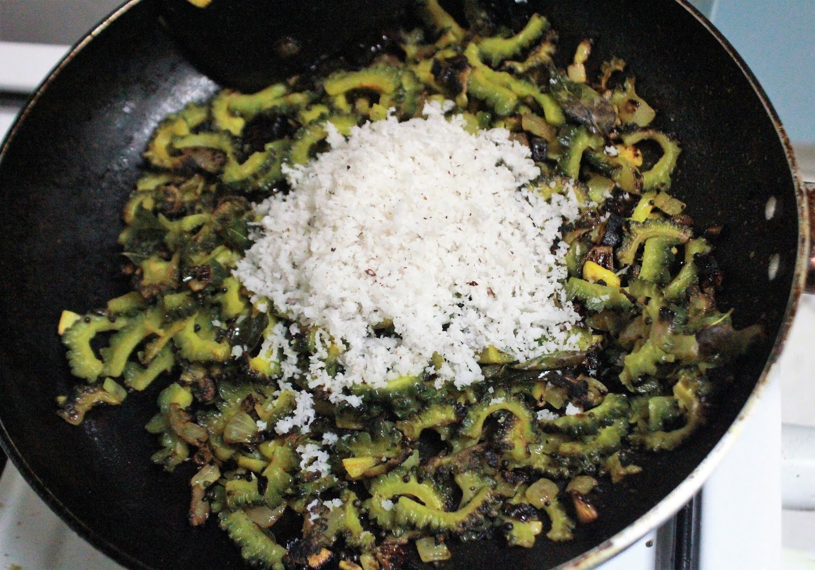 Bethica's Kitchen Flavours: Pavakka (Bitter Gourd) Thoran - Kerala Style