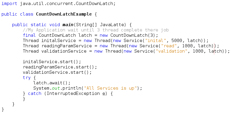 Java-Latte: CountDownLatch in java