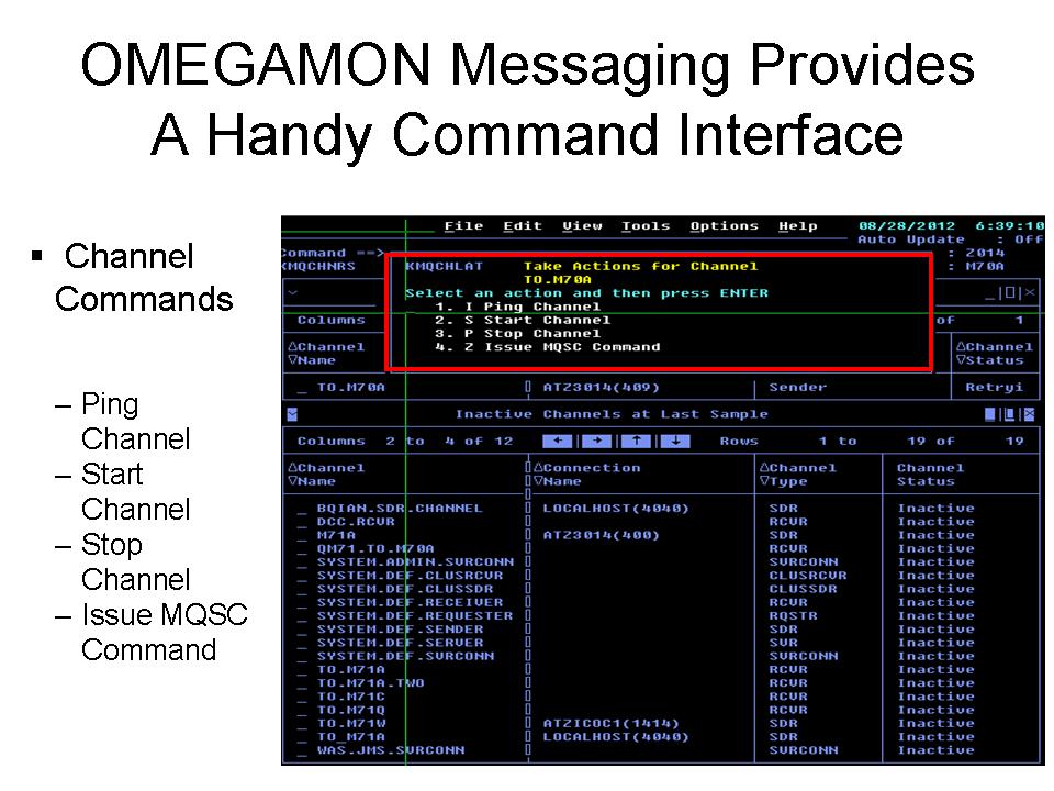 Tivoli With A z: OMEGAMON Messaging command interface