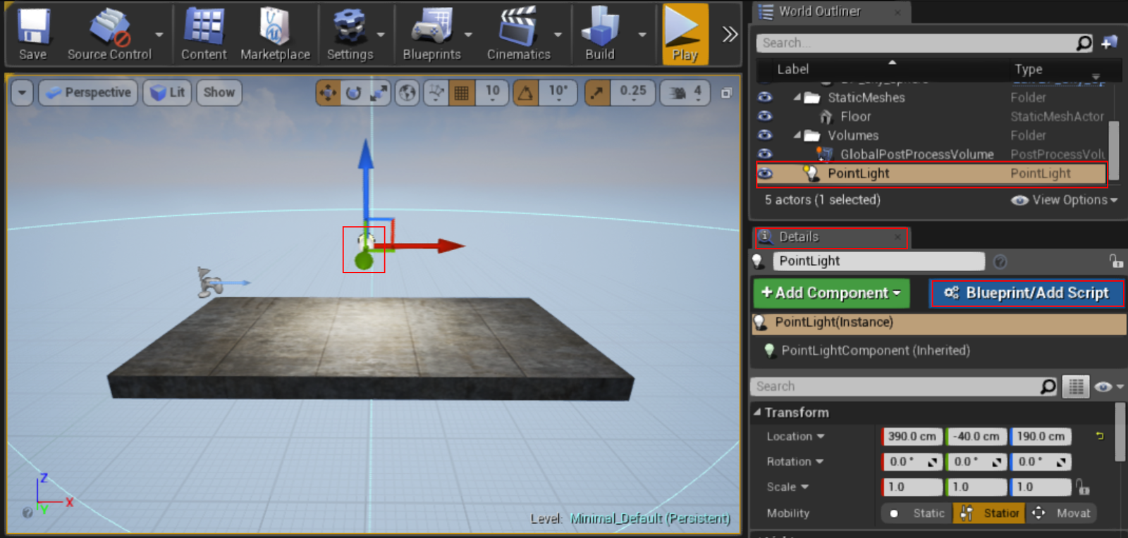 I touchs: Unreal: Blueprint > Classes