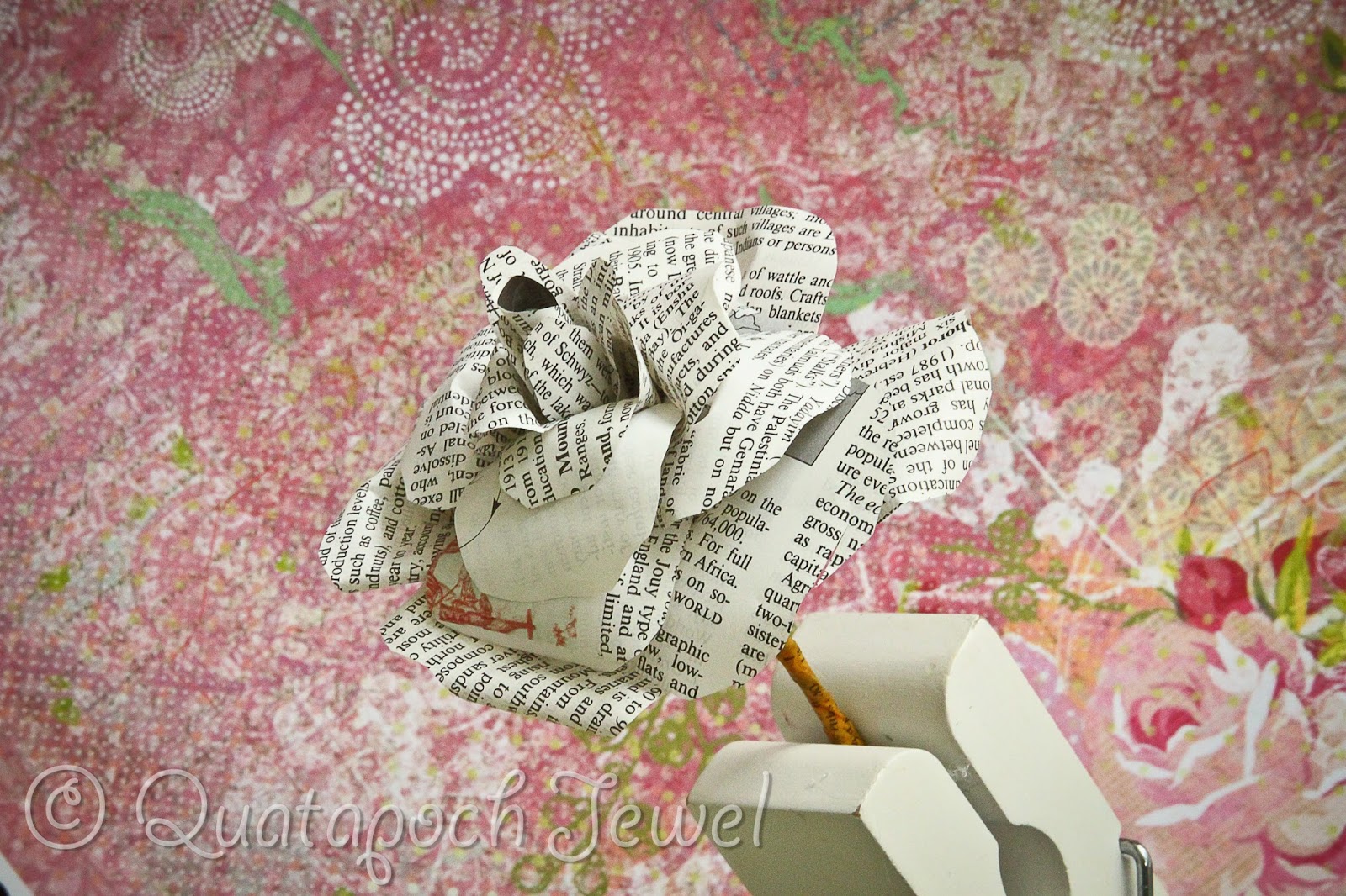 Threads and Pencils: Paper Roses, repurposed book pages