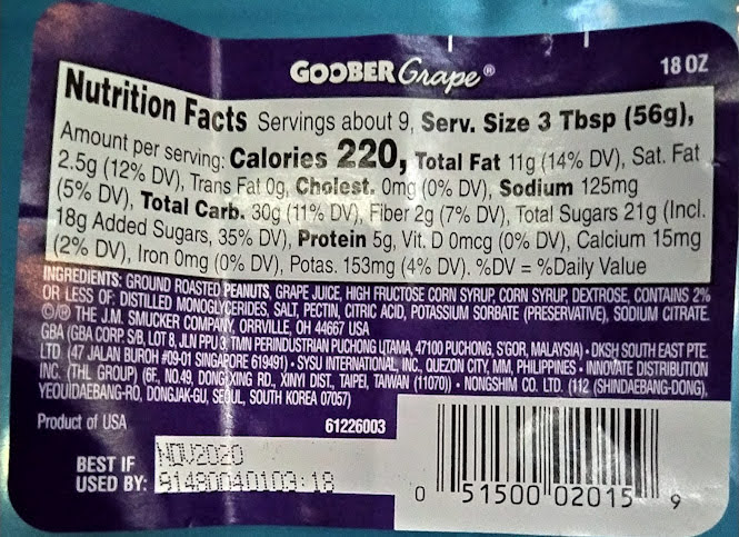 (Eat to Live) or (Live to Eat): Smuckers Goober Grape