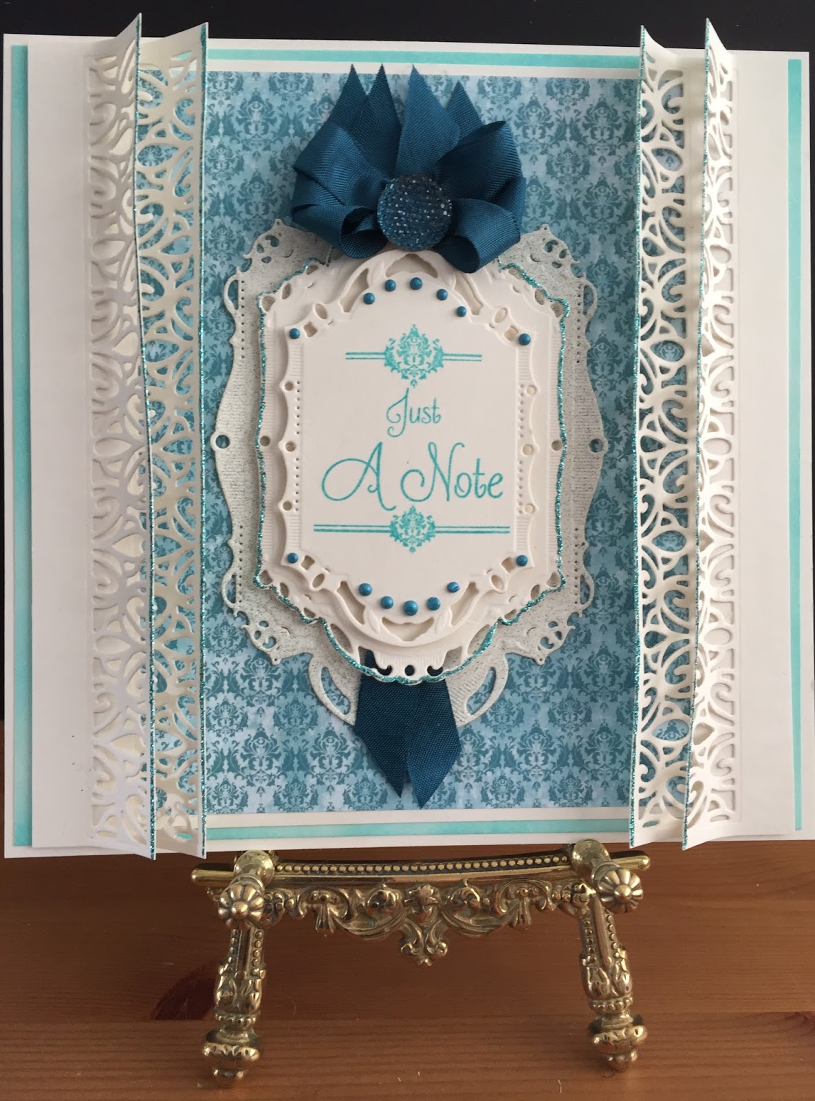 Phills' Crafty Place: Decadent Damask Teal - Just A Note