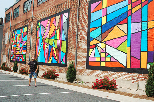 shine brite zamorano: multiple murals and many lines