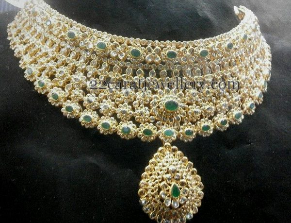 Uncut Diamond Broad Choker - Jewellery Designs