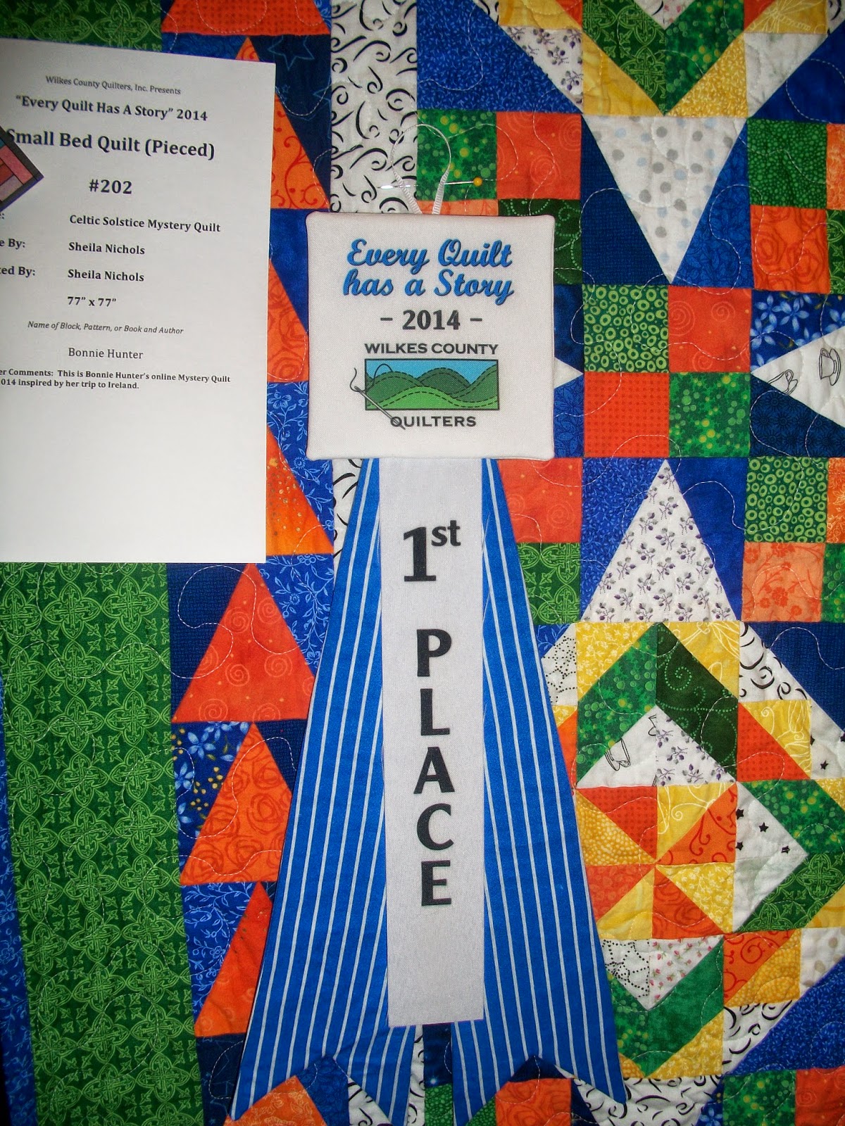 Sew Cook and Travel: 2014 Wilkes Quilt Show, Won Three Ribbons!