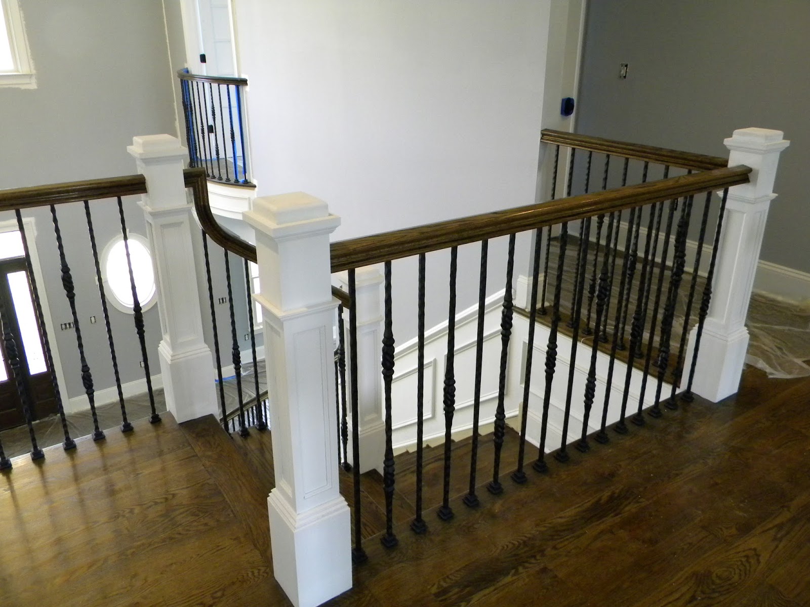 Wood Stairs and Rails and Iron Balusters: Custom Flared Stairs and Iron ...