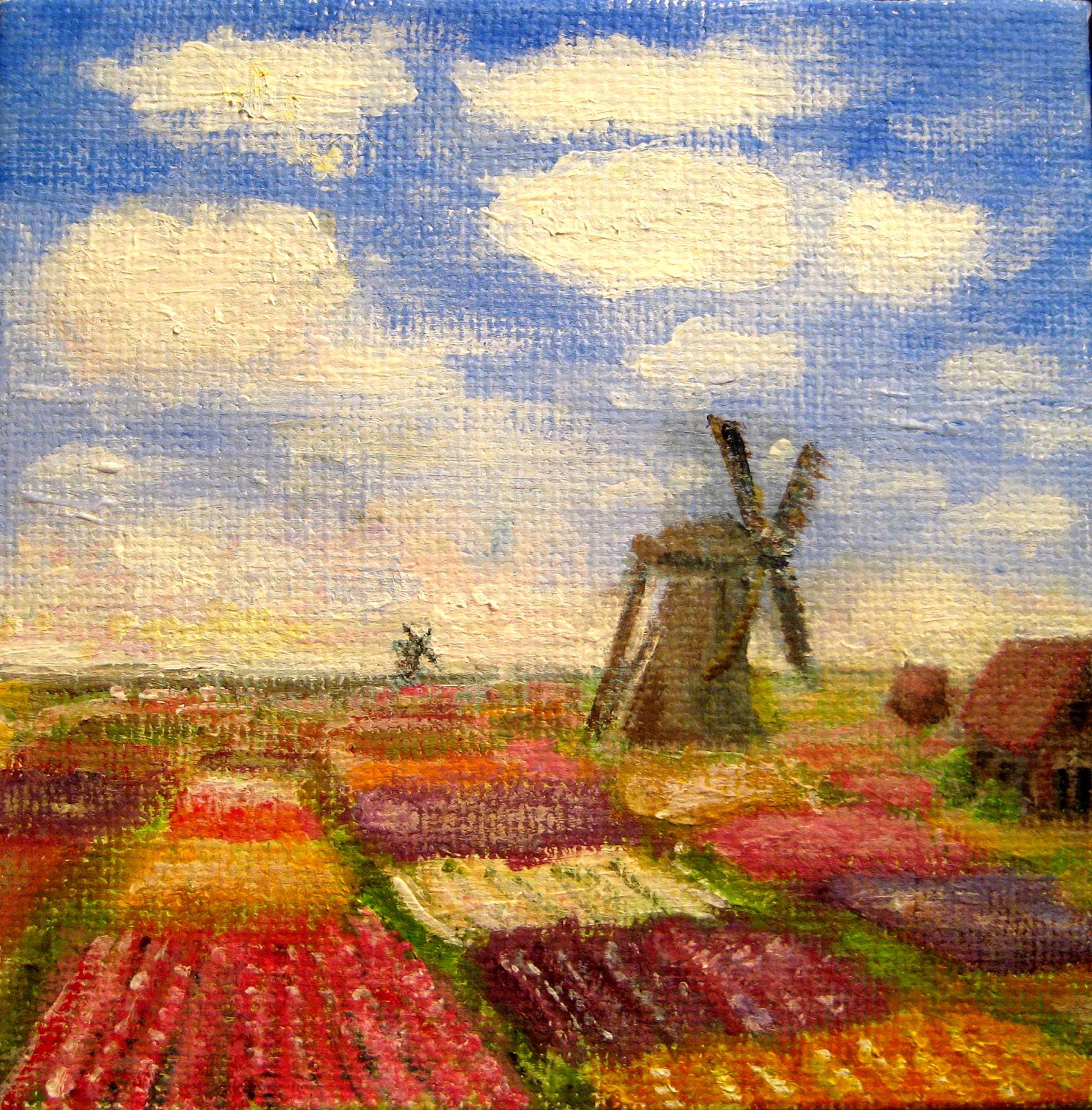 Chuck Does Art: Mini Monet: Fields of Tulips With The Rijnsburg Windmill