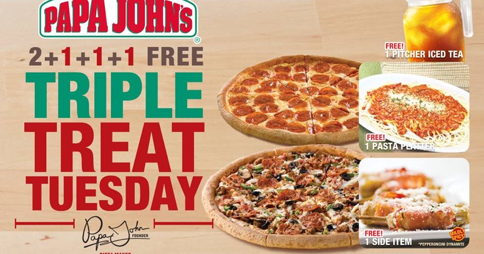 Papa John's Triple Treat Tuesday: Buy 2 Pizzas and Get Pasta, Sides ...