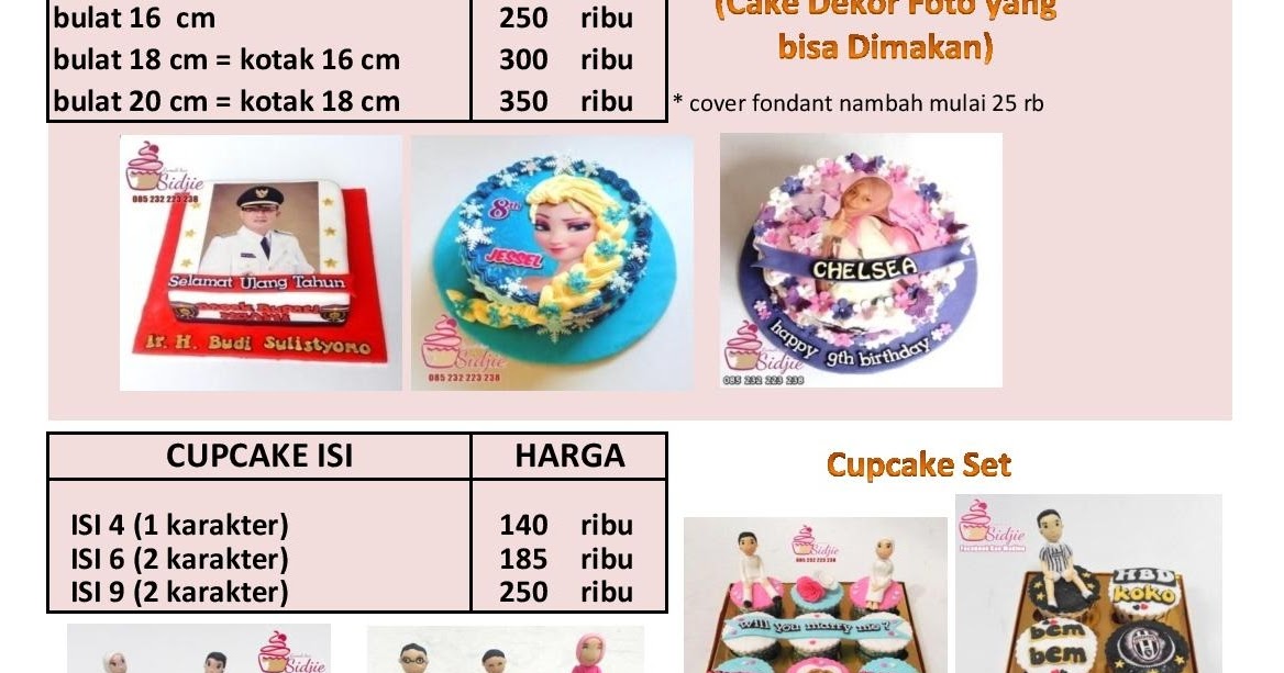 Kue Ulang Tahun Madiun: DAFTAR HARGA CAKE DAN CUPCAKE